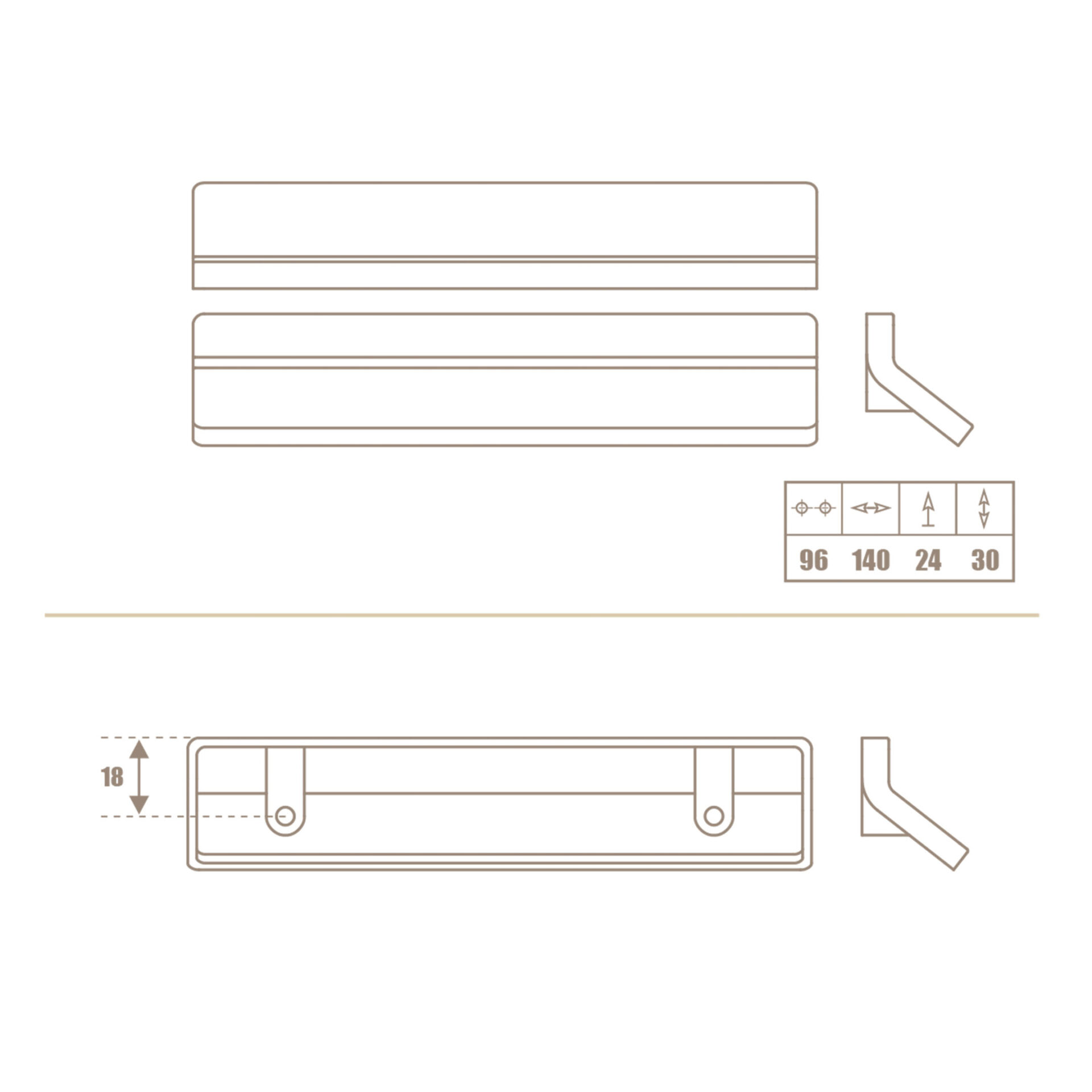 ידית לארון 96 מ״מ GIUSTI איטליה 025-6C פליז מט - אבנר'ס